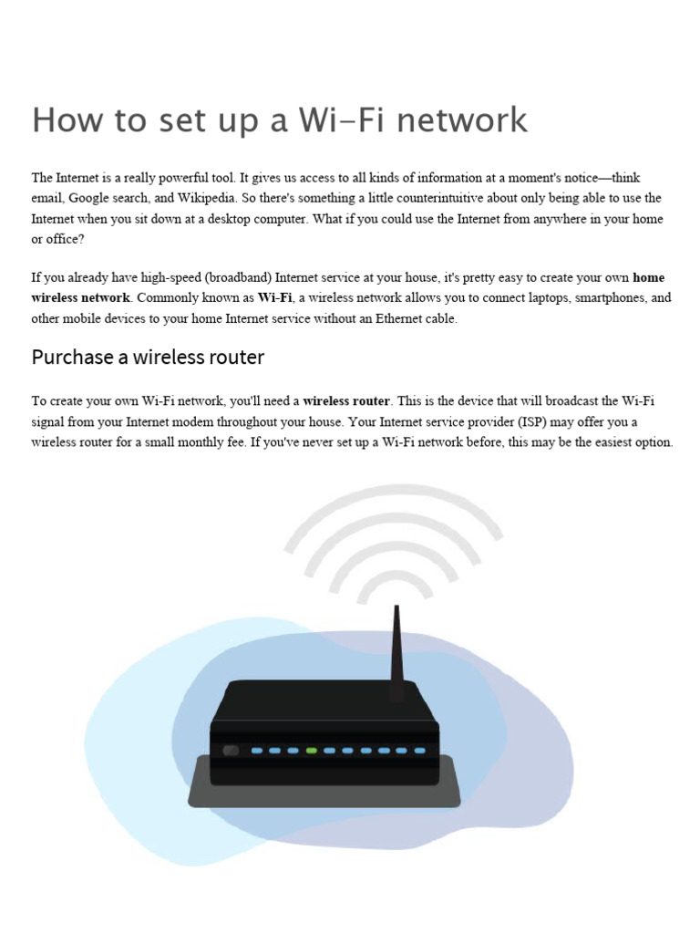 How To Set Up A Wi-Fi Network | PDF | Computer Network | Wi Fi