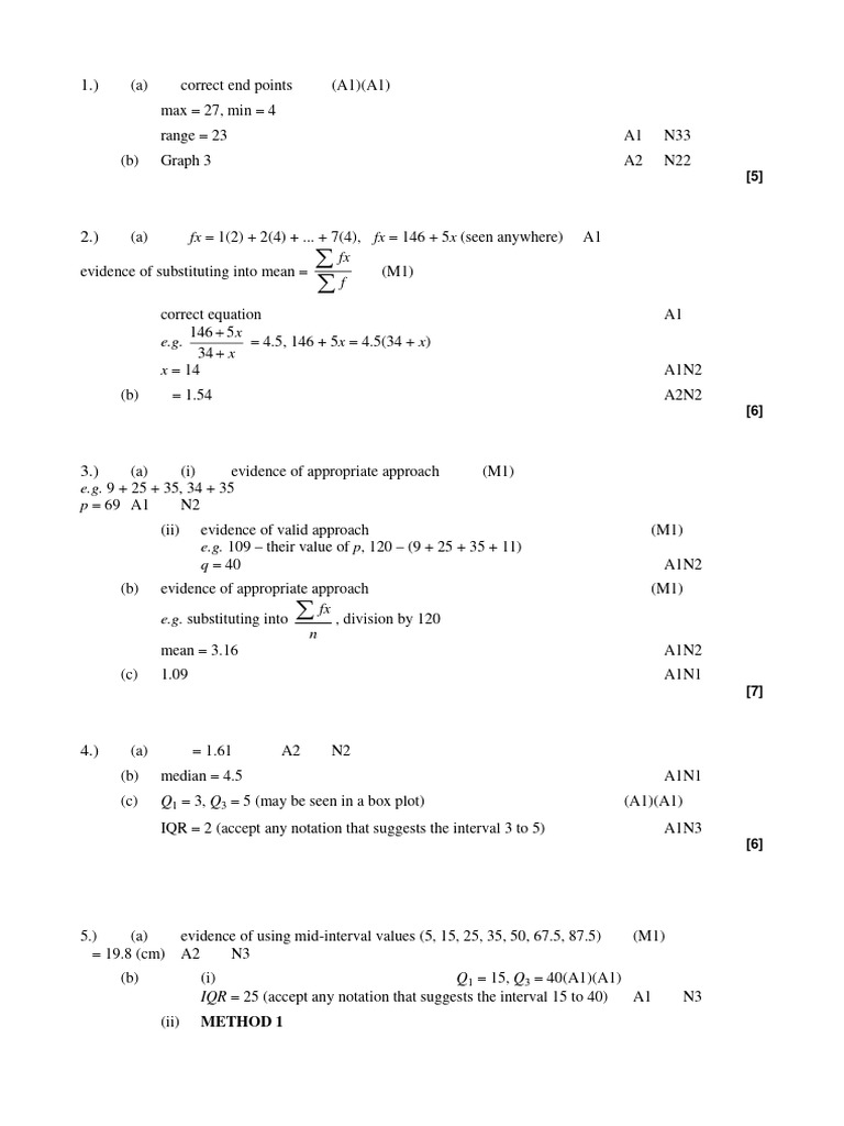 Statistics Question Bank Answer Sheet | Download Free PDF | Mathematics