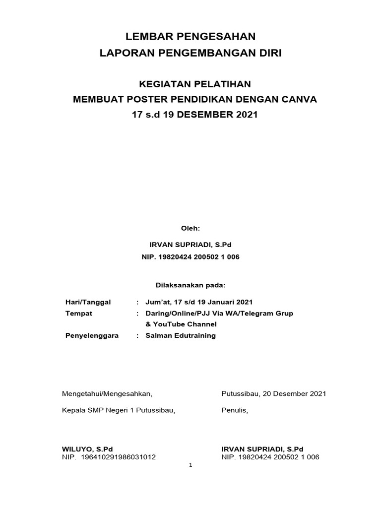 Laporan Pengembangan Diri Singkat | PDF | Karier & Perkembangan | Ilmu Sosial