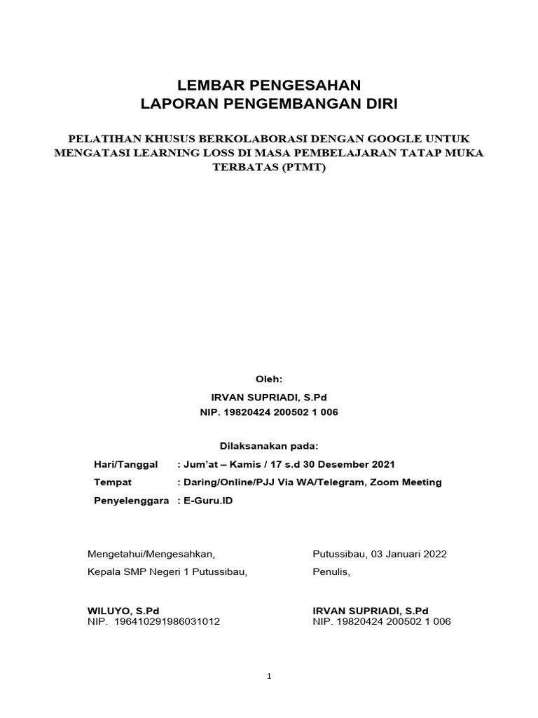 LAPORAN PD PKH Berkolaborasi Dengan Google Singkat | PDF | Karier & Perkembangan