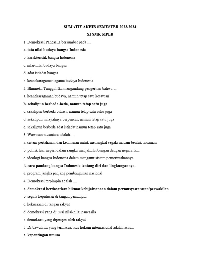 PKN PAT XI SMK 2024 | PDF