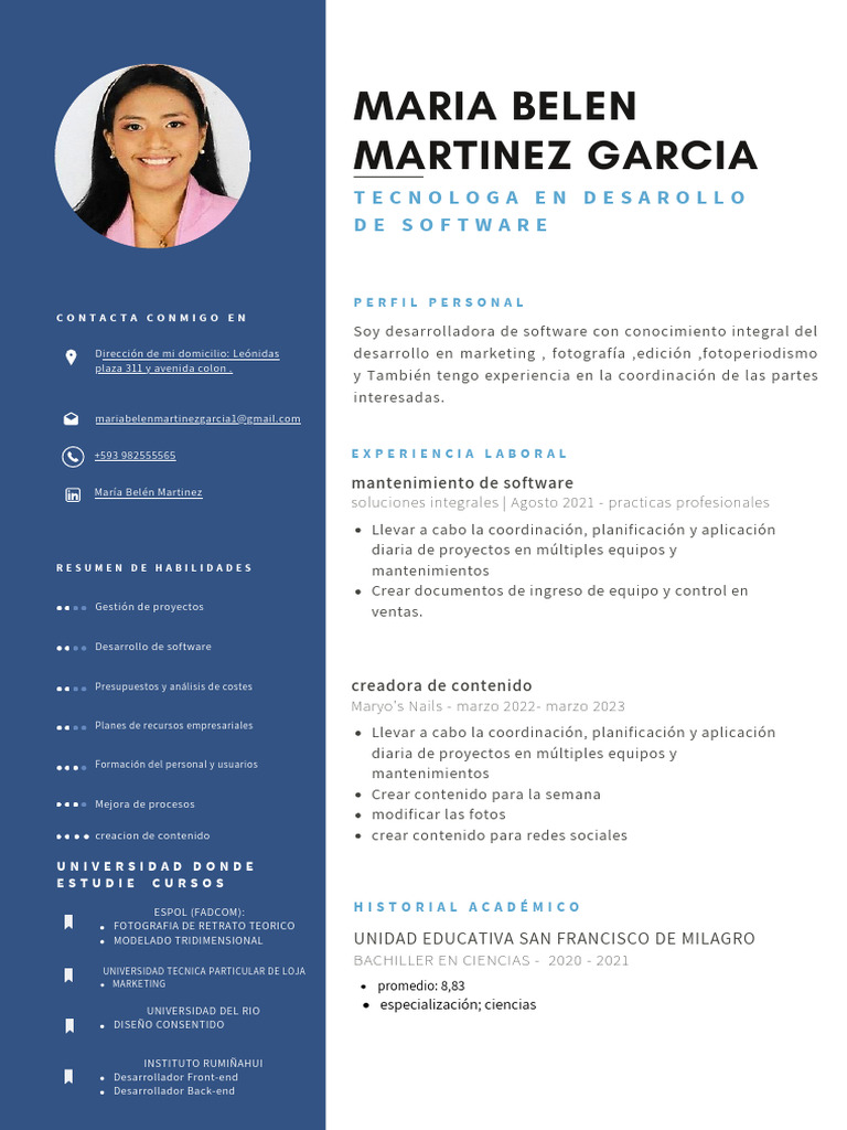 Currículum Maria Belen Martinez Garcia | PDF | Ingeniería de software | Software