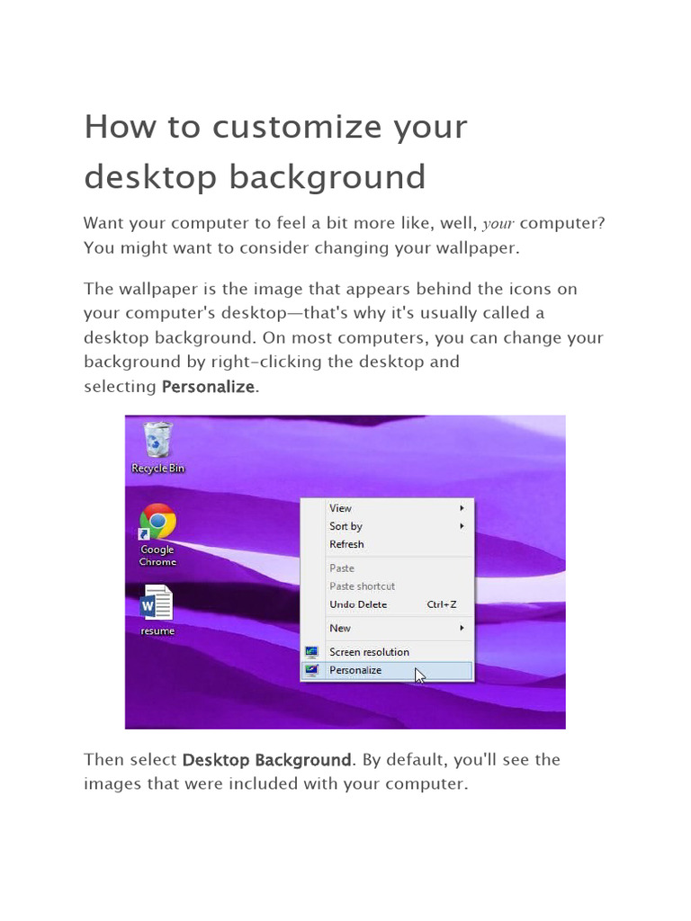 Personalize Your Desktop Background | PDF