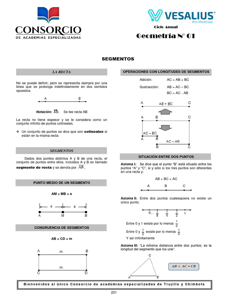 Geo. (01) Segmentos FN 221 - 226 | PDF | Conjunto (Matemáticas) | Matemática Elemental