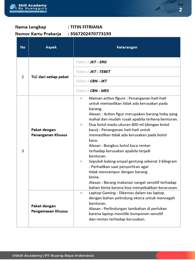 TPM 1 Menentukan Kode Resi, Jenis, dan Rute - [TITIN | PDF