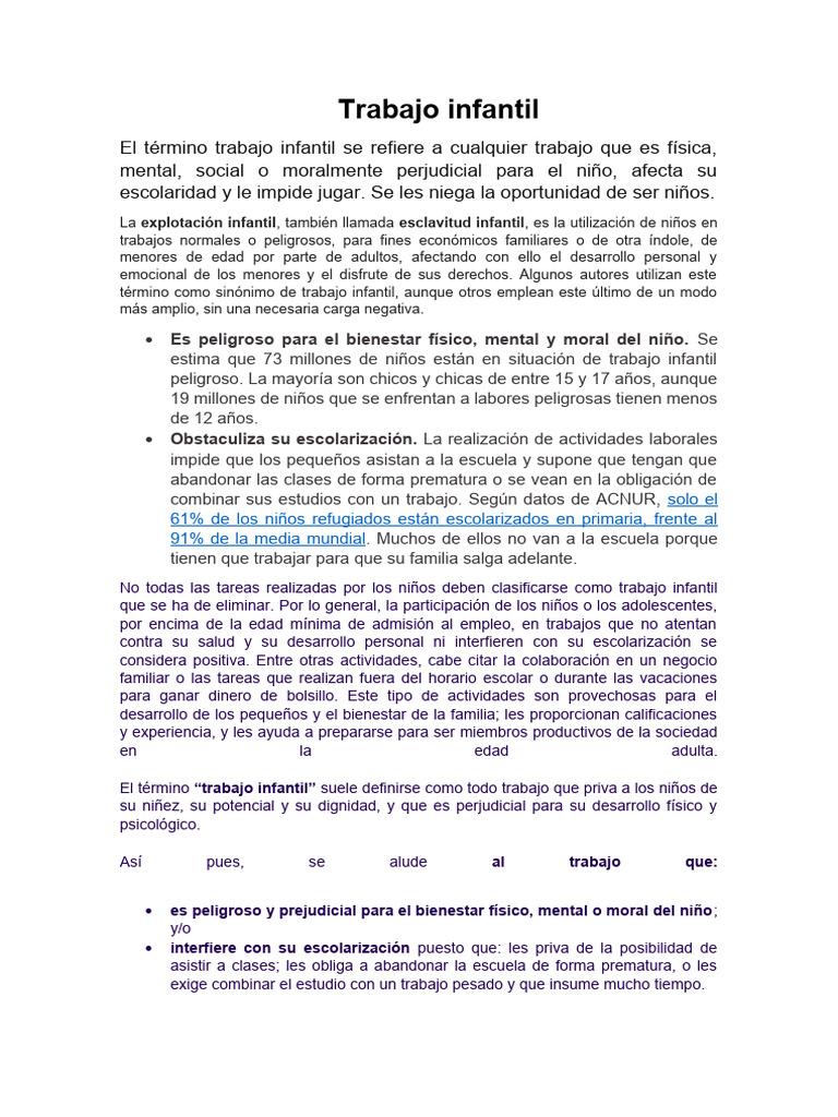 Trabajo Infantil | PDF | Trabajo infantil | Esclavitud