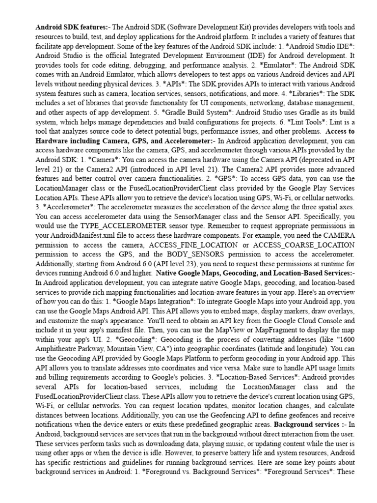 Android Sdk Features Download Free Pdf Android Operating System Mobile App