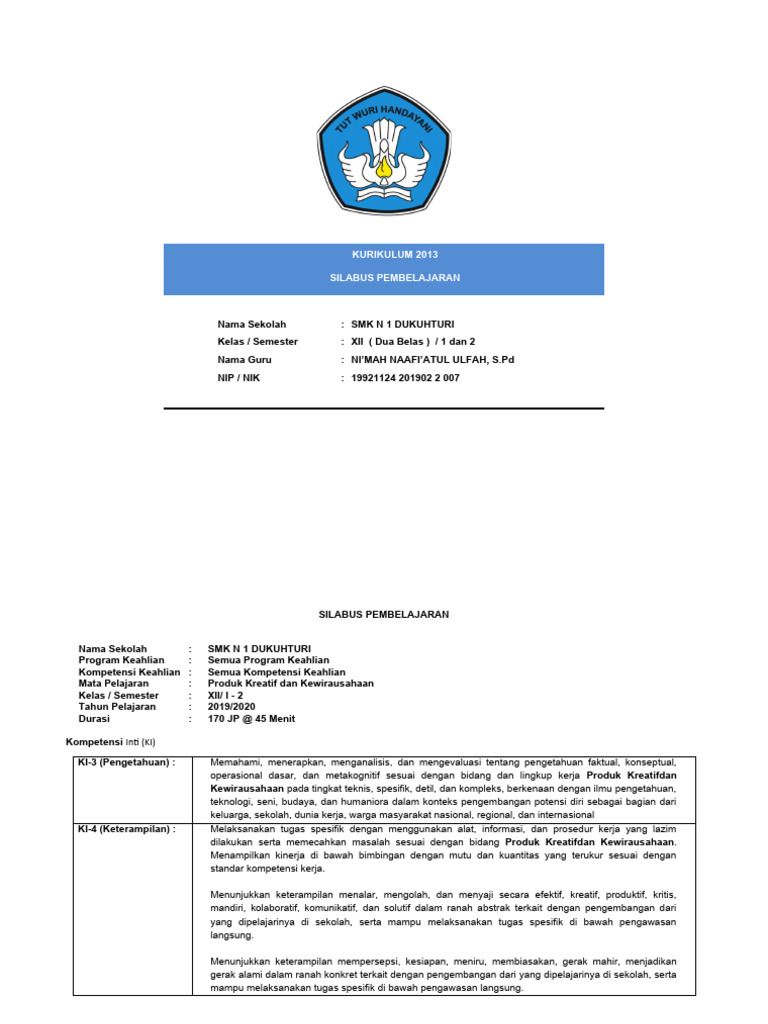 Silabus PKK | PDF