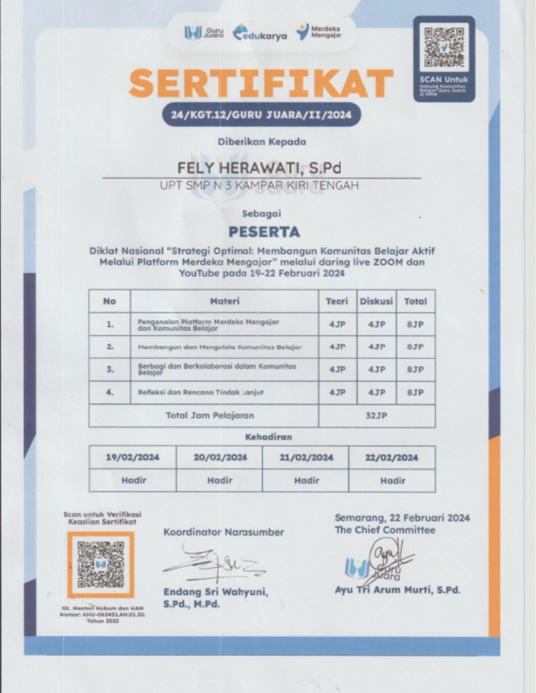 Sertifikat Fely 3 - Rotated | PDF