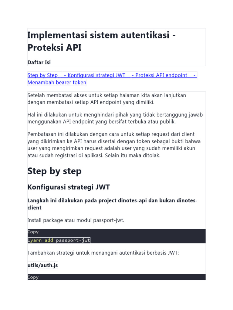 Modul Implementasi Sistem Autentikasi - Proteksi API | PDF