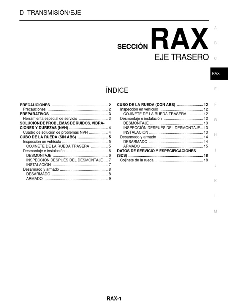 Rax TRANSMISIÓNEJE | PDF | Eje | Rodamiento (Mecánico)