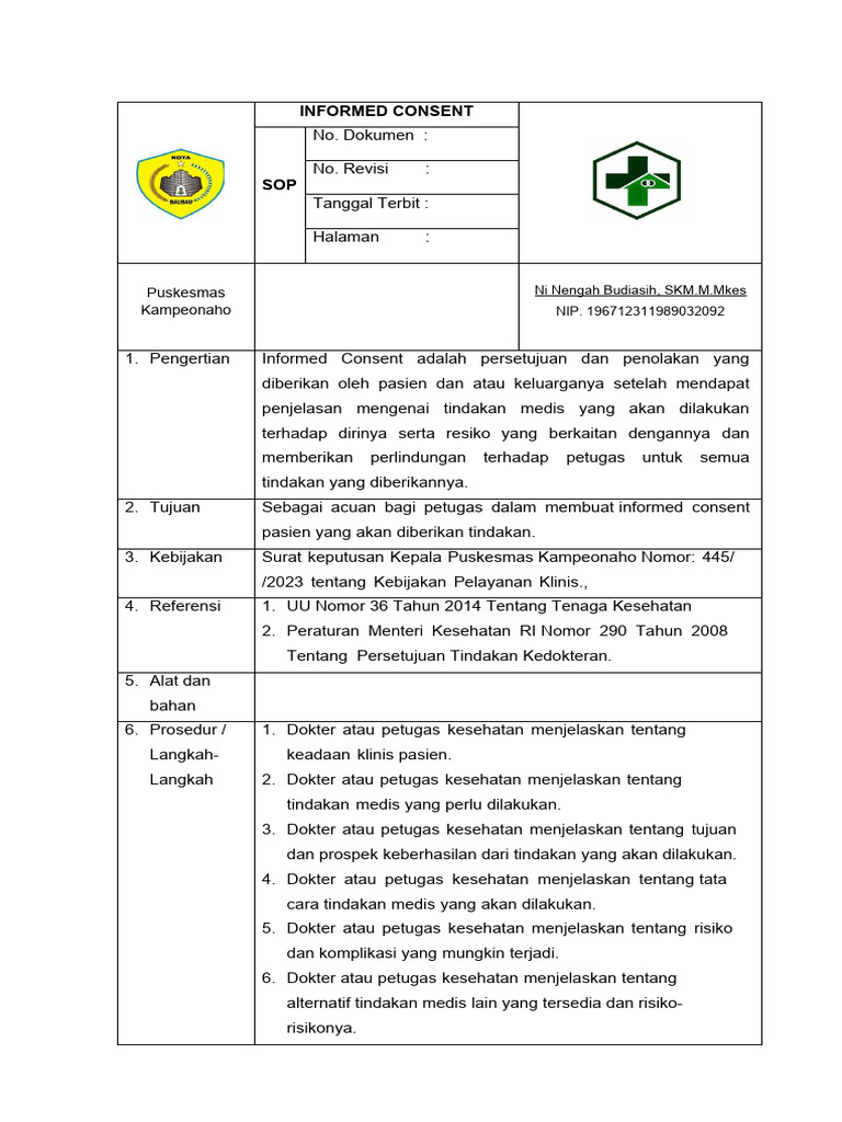 Sop Informed Consent | PDF