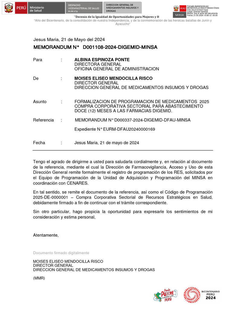 Memorandum 001108 2024 Digemid | PDF