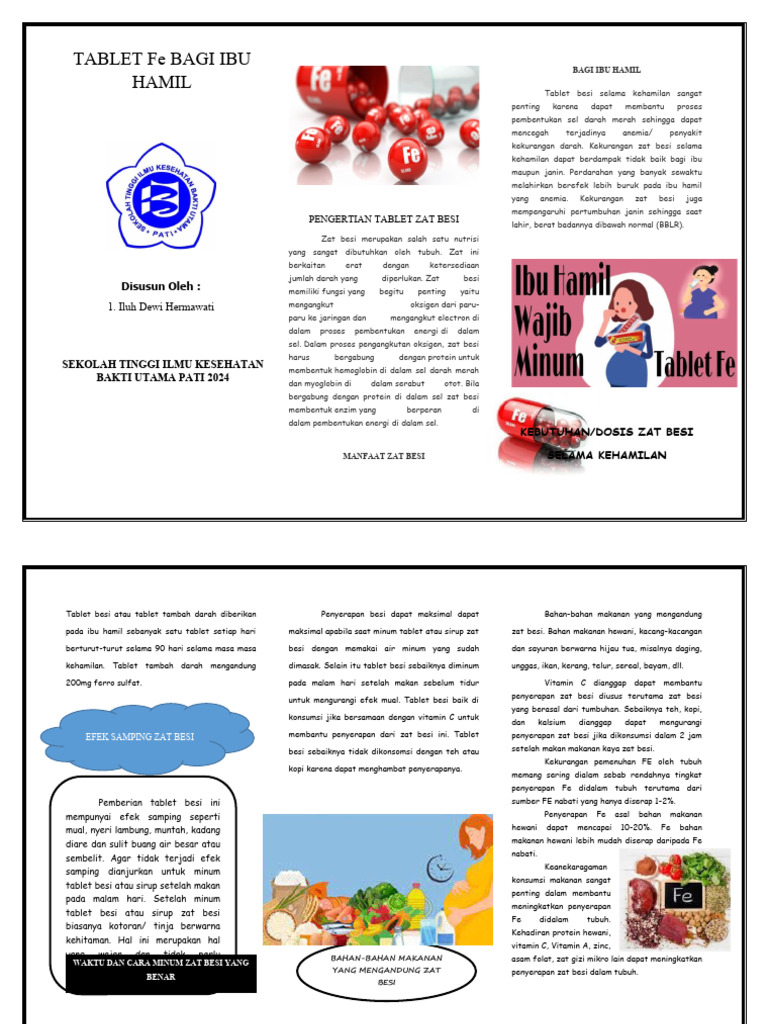 Leafleat Tablet Fe Bagi Ibu Hamil - Bidan Iluh | PDF