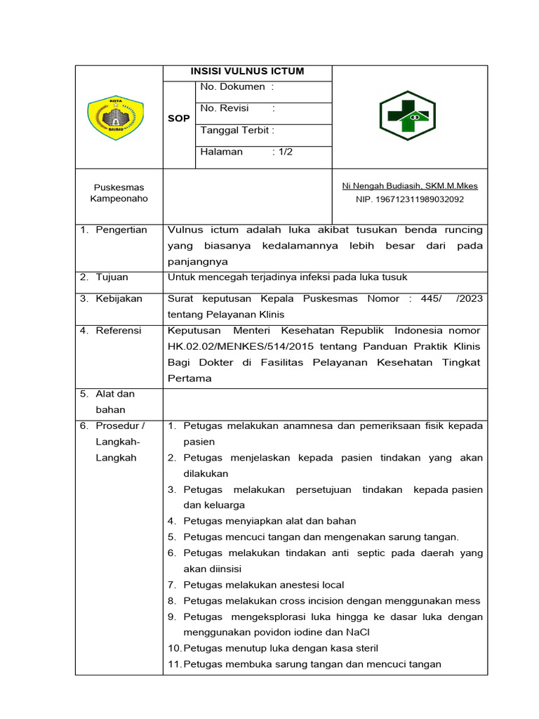 Sop Insisi Vulnus Ictum | PDF