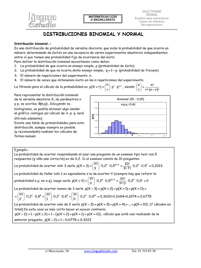 Distribuciones Binomial y Normal en Matemáticas | PDF | Distribución normal | Teoría de la medida