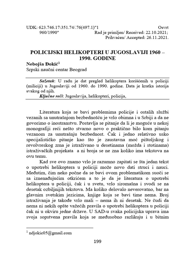 Nebojsa Dokic - Policijski Helikopteri U SFRJ | PDF