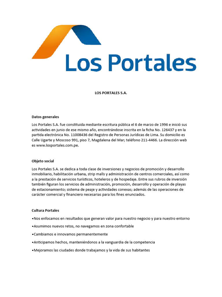 Los Portales S.A | PDF | Desarrollo sostenible | Economias