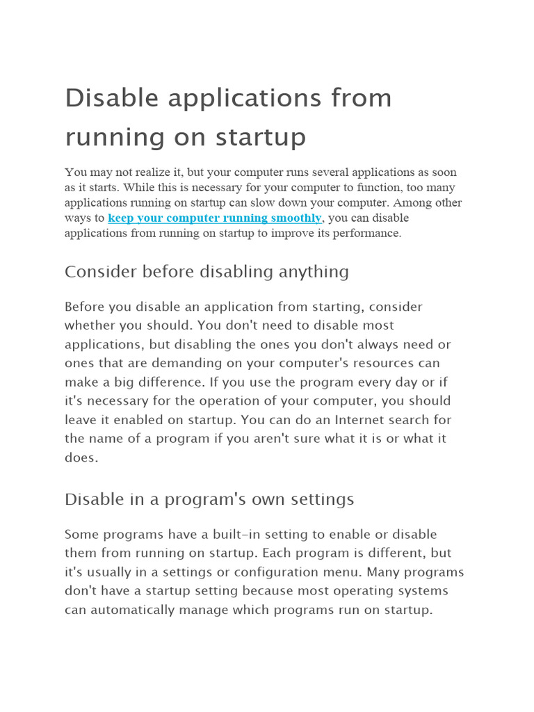 Disable Applications From Running On Startup | PDF | Button (Computing ...