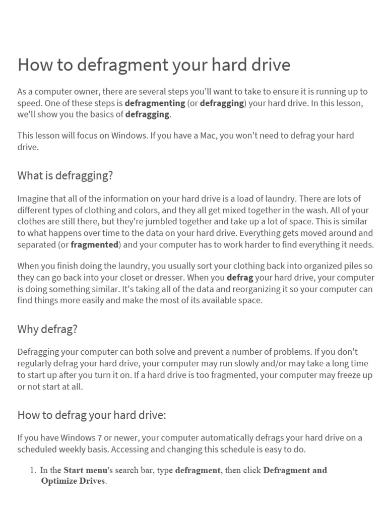 How To Defragment Your Hard Drive | PDF | Computers