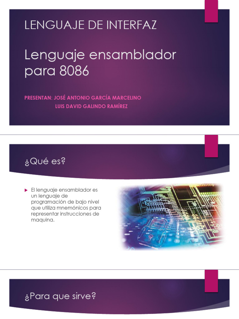 Lenguaje De Interfaz Ensamblador 8086 Pdf Computadoras
