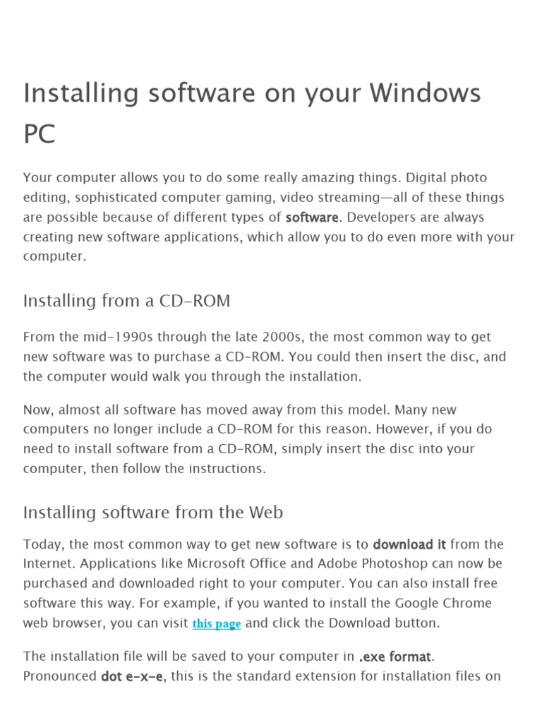Installing Software On Your Windows PC | PDF | Microsoft Windows ...