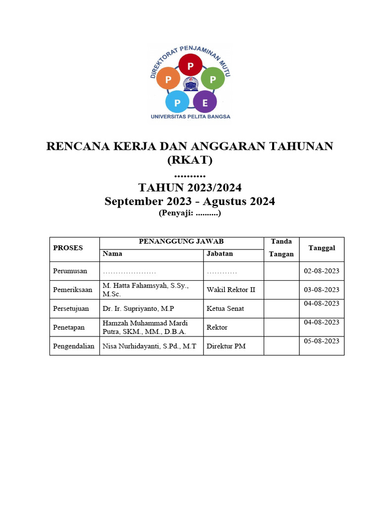 Template RKAT 2023 2024 | PDF | Bisnis