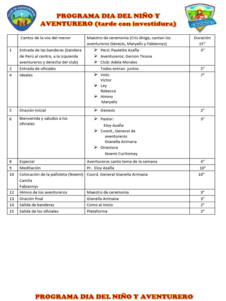 Programa Dia Del Aventurero Sabado | PDF