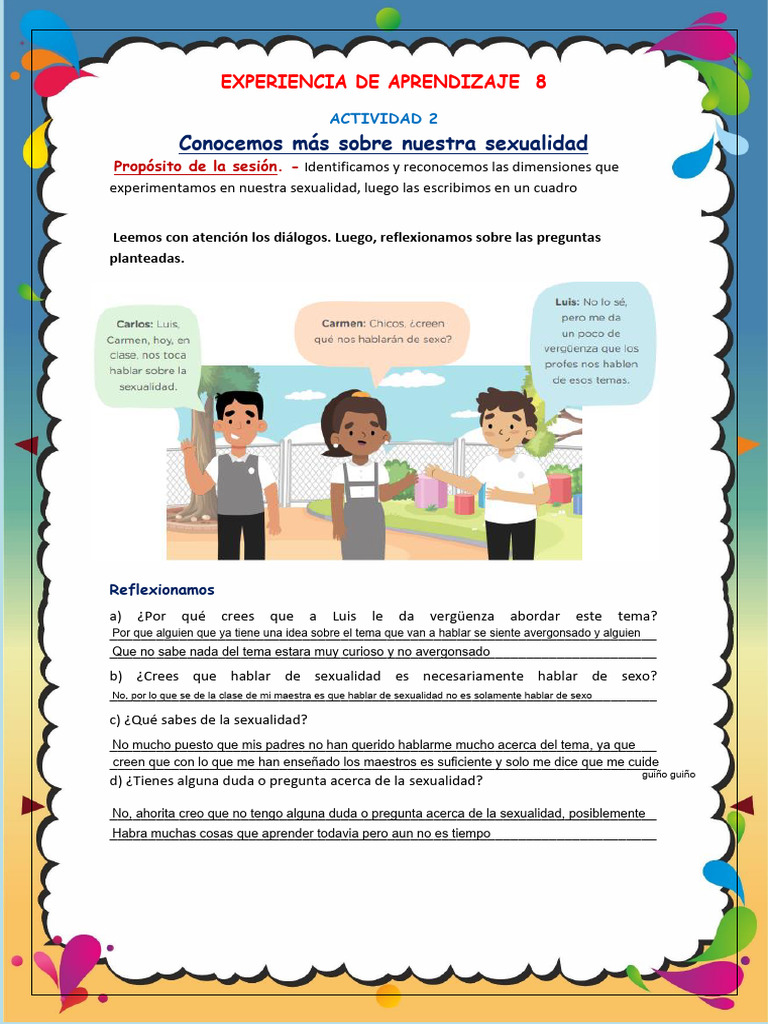 EXP8 Tutoria Actividad2 | PDF | La sexualidad humana | Las emociones