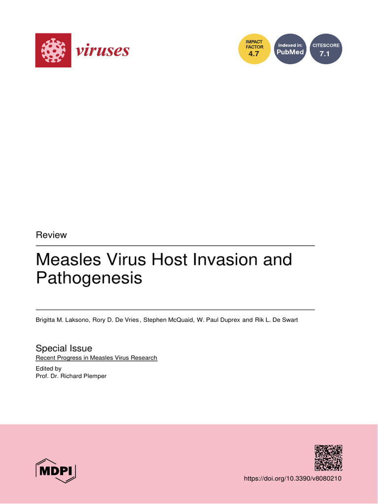Measles Virus Host Invasion and Pathogenesis | PDF | Lymphocyte ...