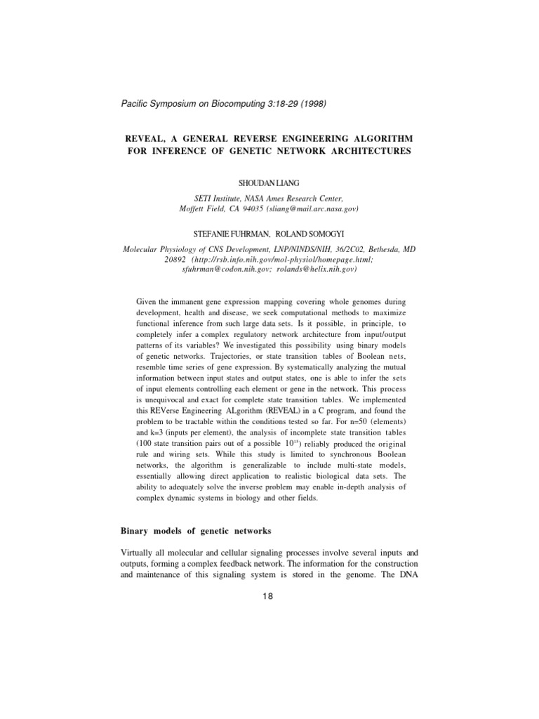 1998-Reveal, A General Reverse Engineering Algorithm | PDF | Gene | Gene Expression