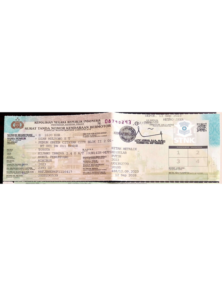 Stnk Mobil Innova | PDF