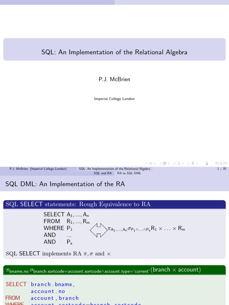 Sql Lecture Pdf Relational Model Databases 