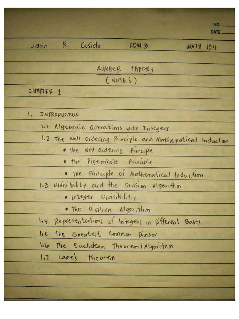 COSIDO - MATH 134 - Number Theory Notes | PDF