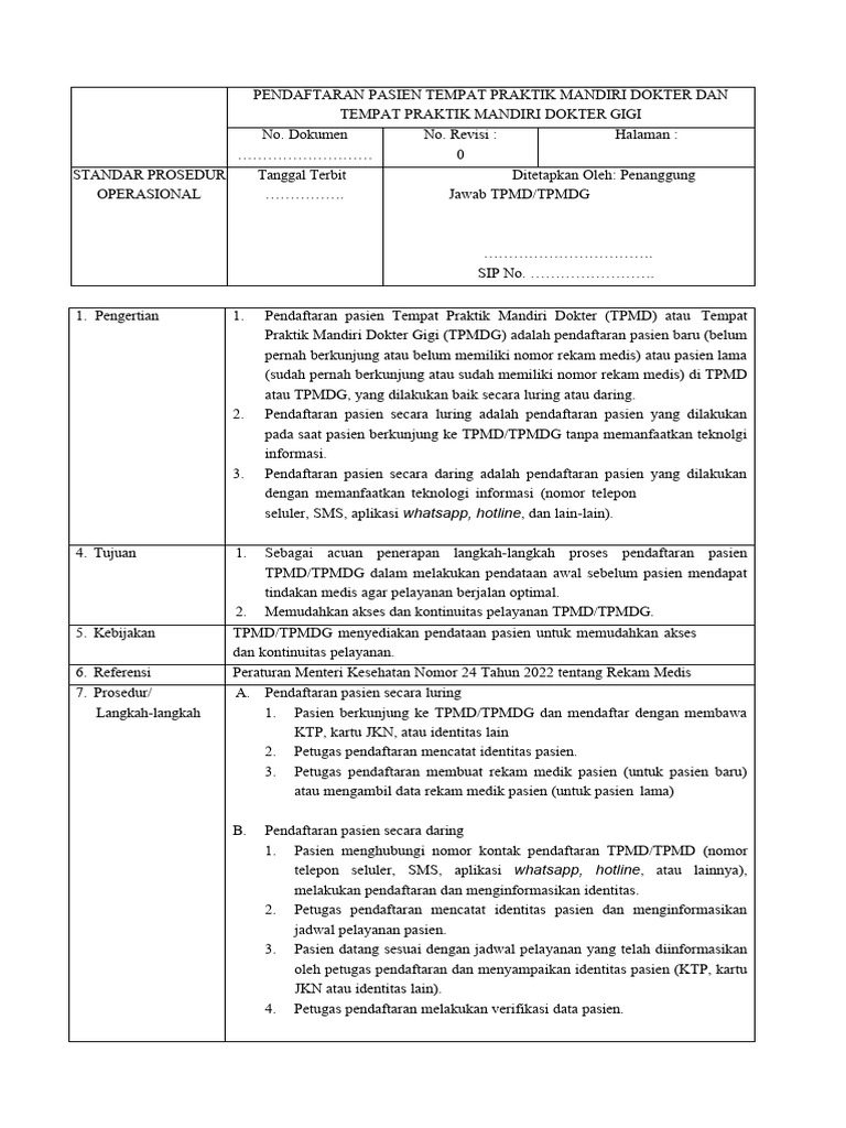 Prosedur Pendaftaran Pasien TPMD/TPMDG | PDF | Pengelolaan Keuangan ...