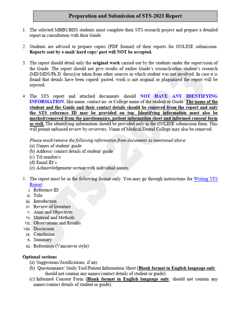 3 Preparation Of Sts Report Download Free Pdf Institutional Review
