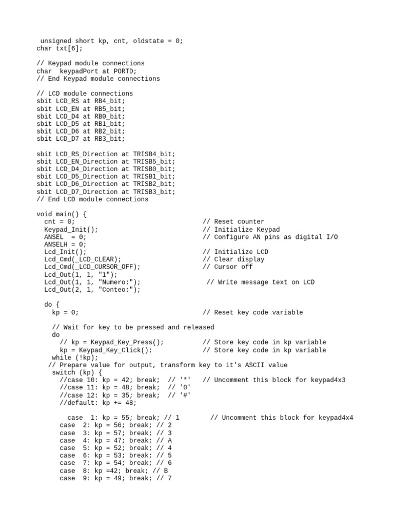 codigo_teclado_matricial | PDF | Computing | Computer Programming
