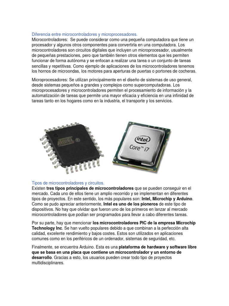 Microcontroladores vs Microprocesadores | PDF | Microcontrolador | Microprocesador