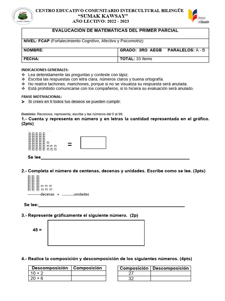 Eval - Matematicas Nee | PDF