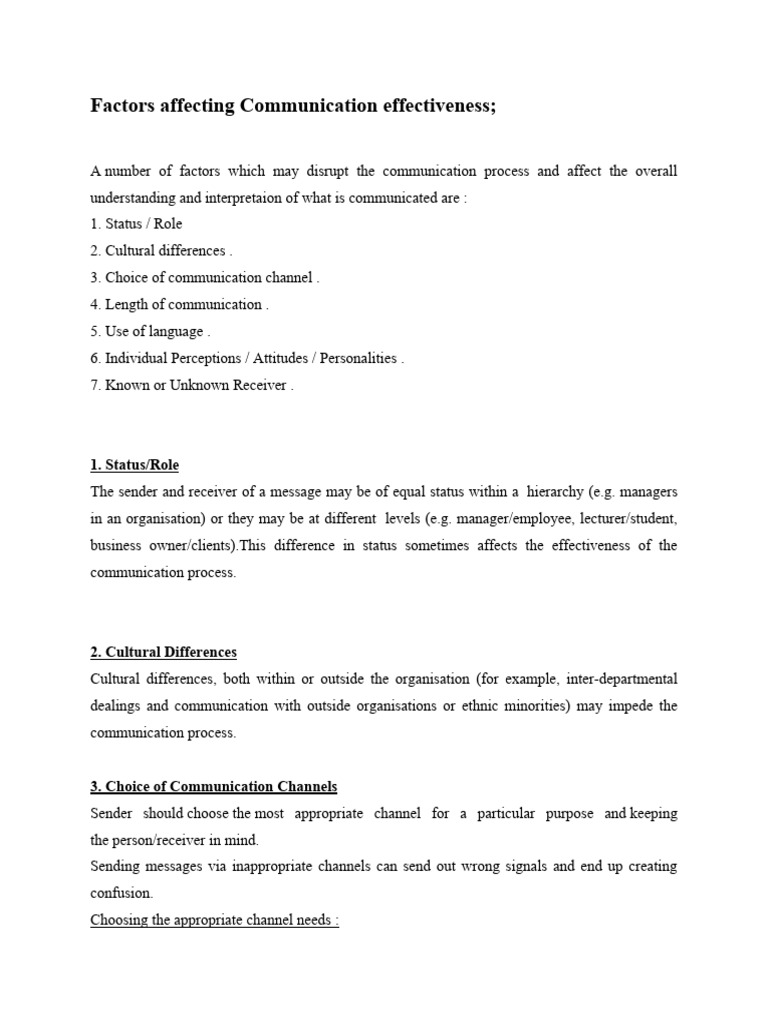 03 Factors Effecting Communication Effectiveness | PDF | Communication ...