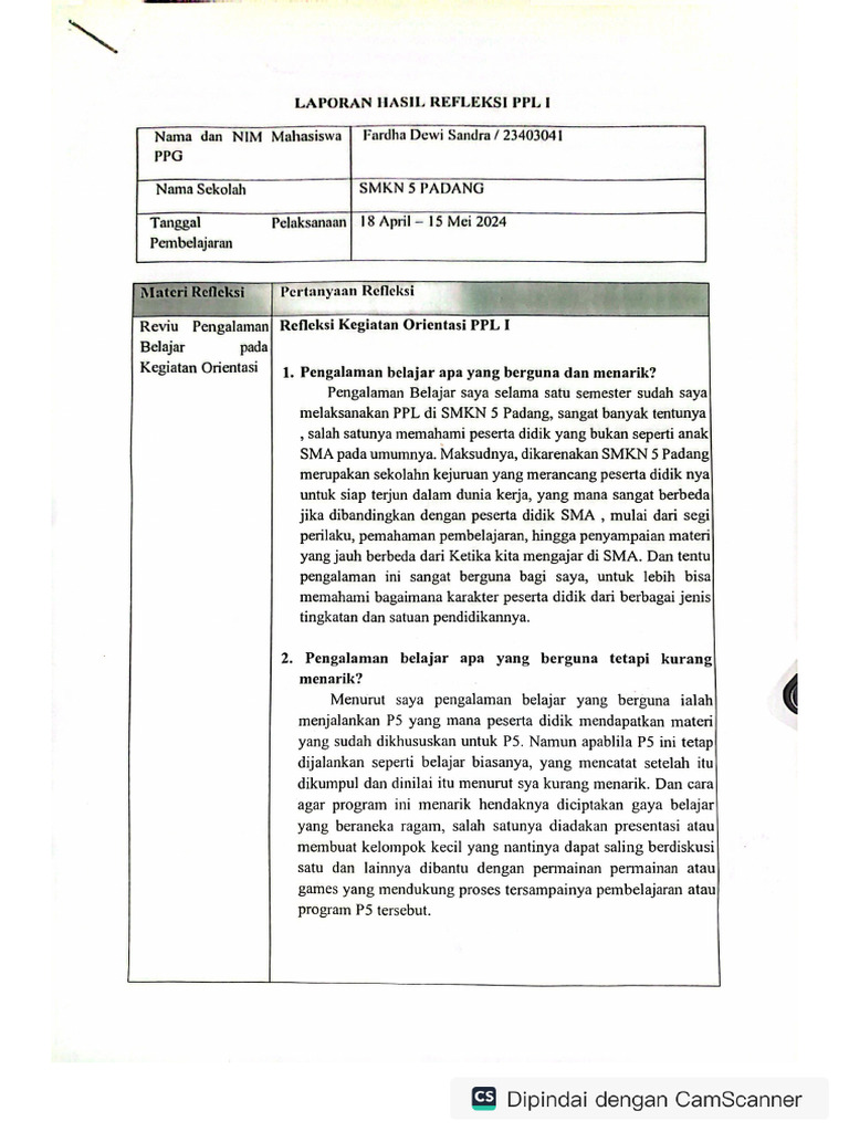 Topik 5 Hasil Refleksi | PDF