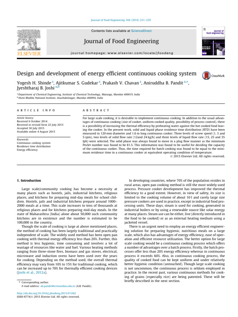 Design And Development Of Energy Efficient Continuous Cooking System Pdf Cooking Water