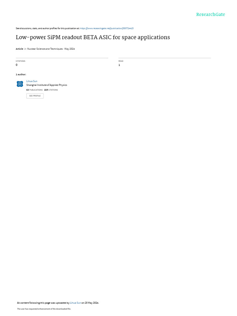 Low-Power SiPM Readout BETA ASIC For Space Applications | PDF ...