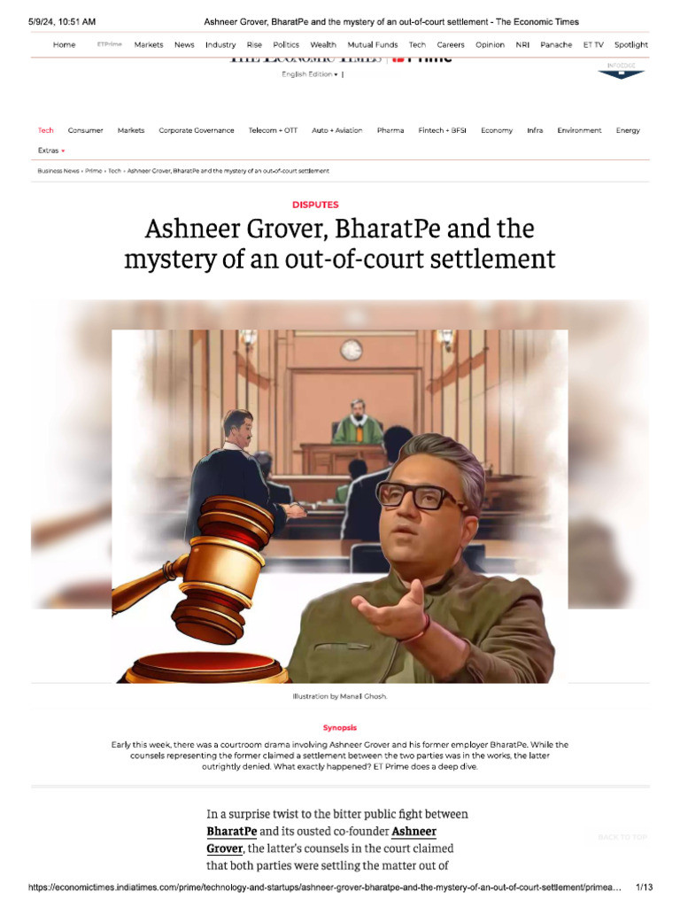 Bharat pe vs Ashneer Grover_ET article | PDF