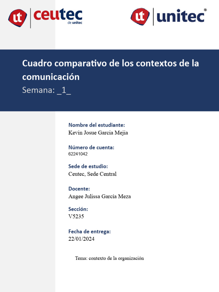 S1-Tarea 1.1 Cuadro Comparativo de Los Contextos de La Comunicación ... S1-Tarea 1.1 Cuadro Comparativo de Los Contextos de La Comunicación ...