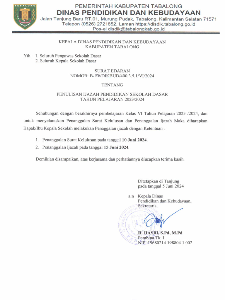 Surat Edaran Keseragaman Penanggalan IJAZAH | PDF