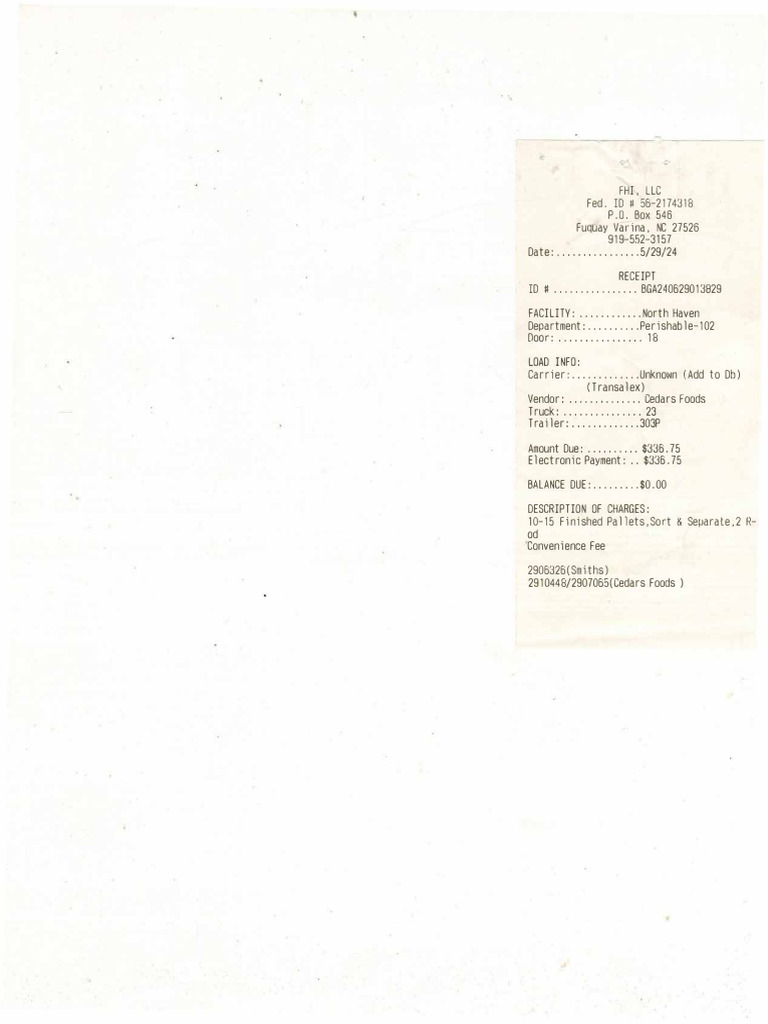 Fillable Lumper Receipt | PDF