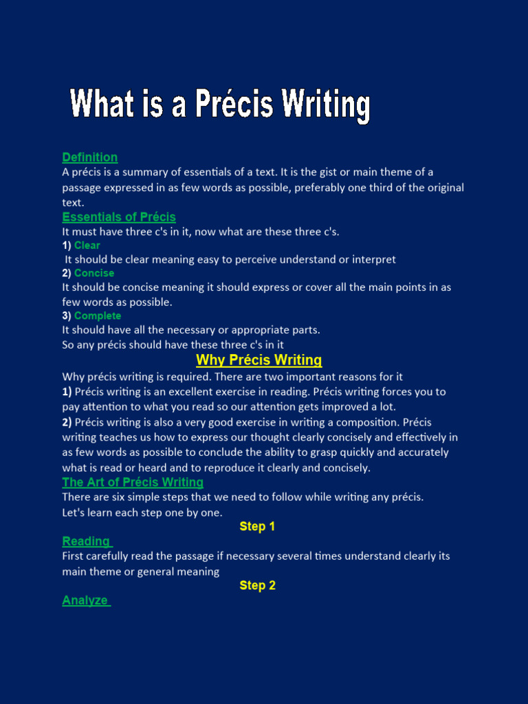 What is a Precis Writing | PDF