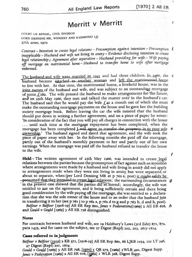 MERRITT V MERRITT (1970) 2 ALLER 760 | PDF