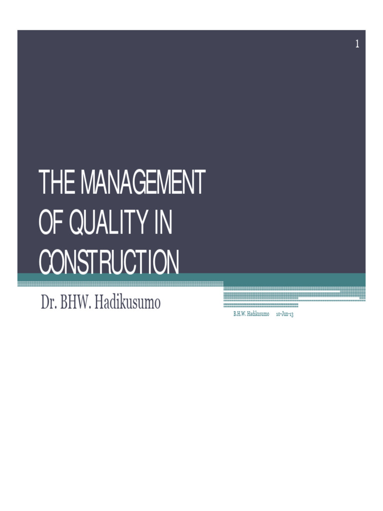 Quality Management in Construction | PDF | Audit | Quality Management ...